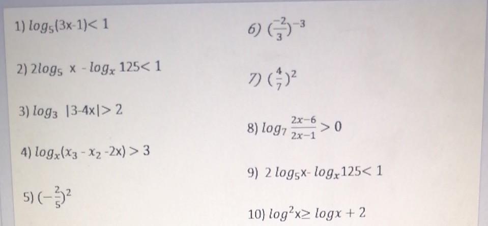 Solved 1) log (3x-1)