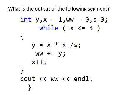 Solved What is the output of the following code segment: int | Chegg.com
