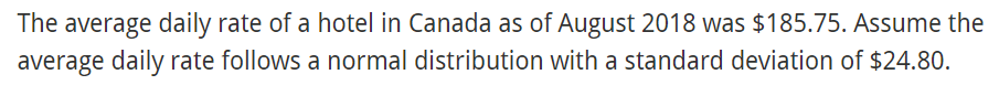 Solved The average daily rate of a hotel in Canada as of | Chegg.com