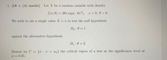 Solved 1. [18+ (4) marks] Let X be a random variable with | Chegg.com
