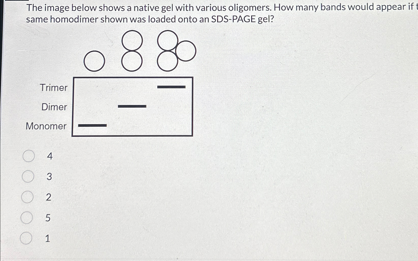 The image below shows a native gel with various | Chegg.com