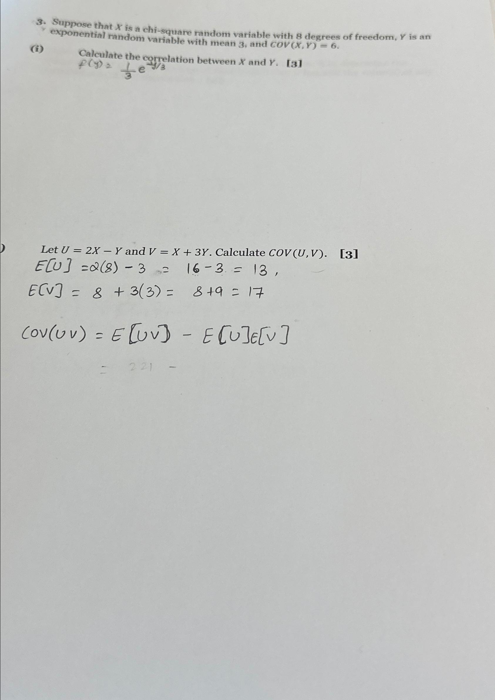 Solved Suppose that x ﻿is a chi-square random variable with | Chegg.com
