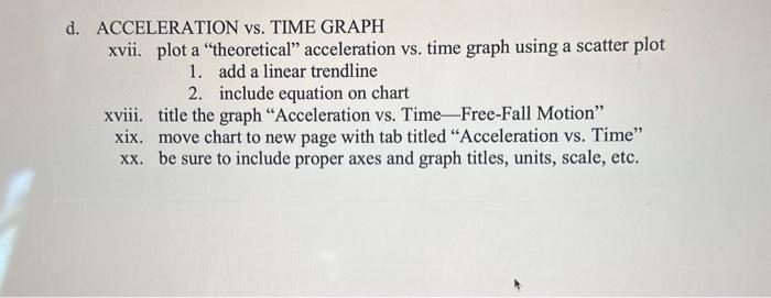 Solved d. ACCELERATION vs. TIME GRAPH xvii. plot a | Chegg.com