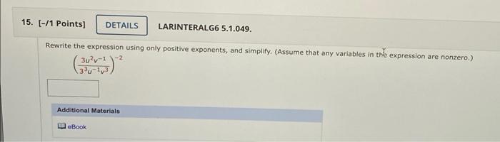 Solved Rewrite the expression using only positive exponents, | Chegg.com