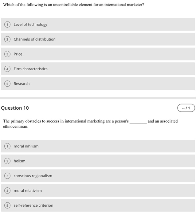 Solved Which of the following is an uncontrollable element | Chegg.com