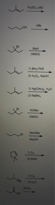 Solved 1) BH3⋅THF 2) H2O2,NaOH 1) Hg(OAc)2,,H2O 2) NaBH4 | Chegg.com