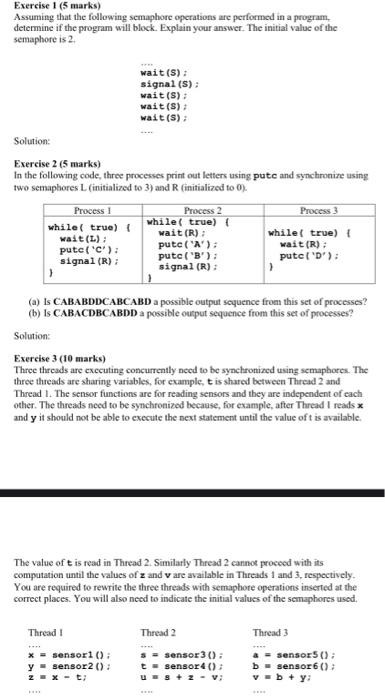 Exercise 1 (5 asarks) Assuming that the following | Chegg.com