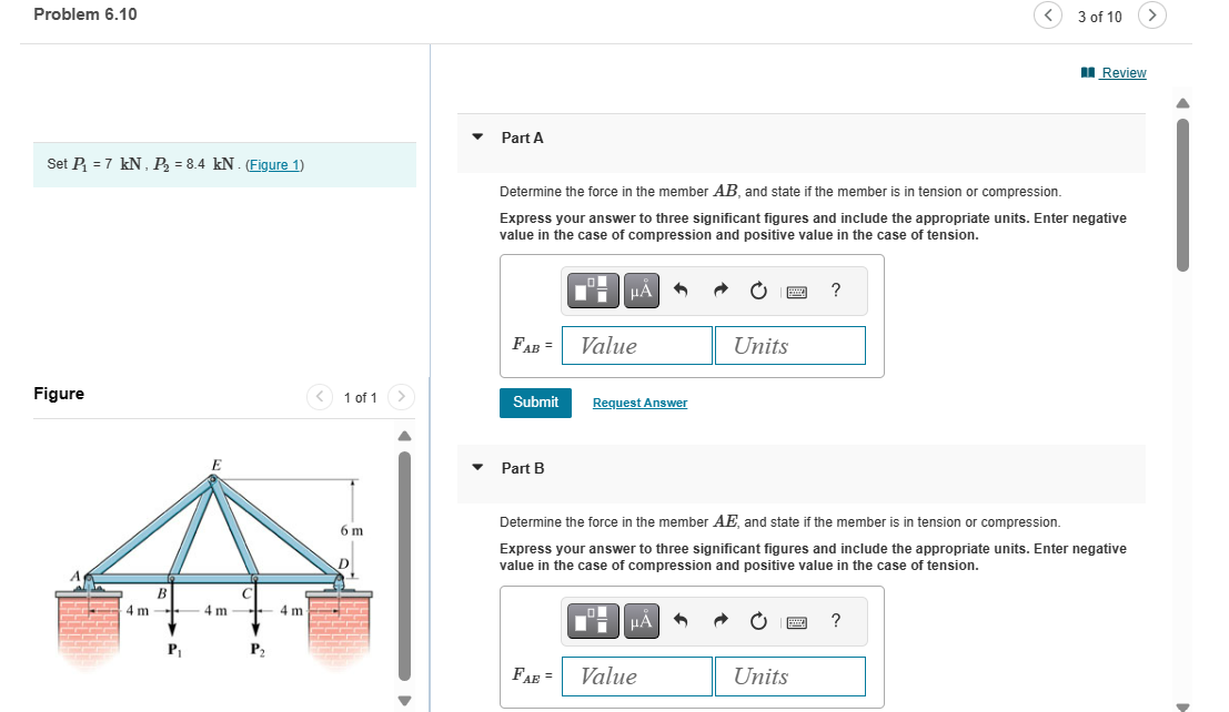 Solved Set P1=7kN,P2=8.4kN. (Figure 1)FigurePart BDetermine | Chegg.com Solved Set P1=7kN,P2=8.4kN. (Figure 1)FigurePart BDetermine | Chegg.com