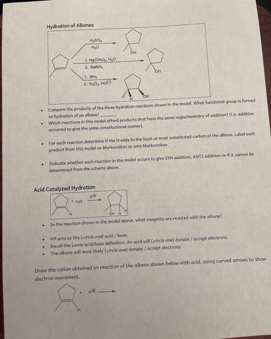 Solved . . . . . . 8.1 Addition Reactions Worksheet . | Chegg.com