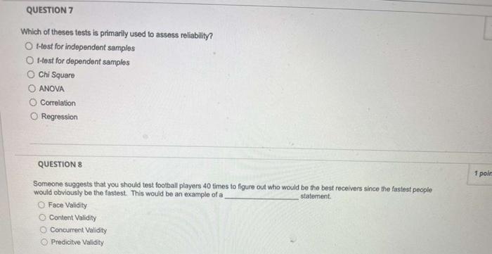 Solved Which of theses tests is primarily used to assess | Chegg.com