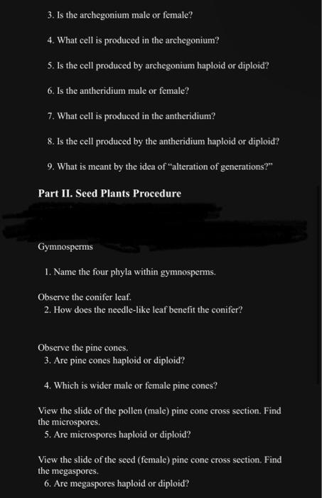 Solved Plant Lab Learning Objectives Seedless Plants - | Chegg.com