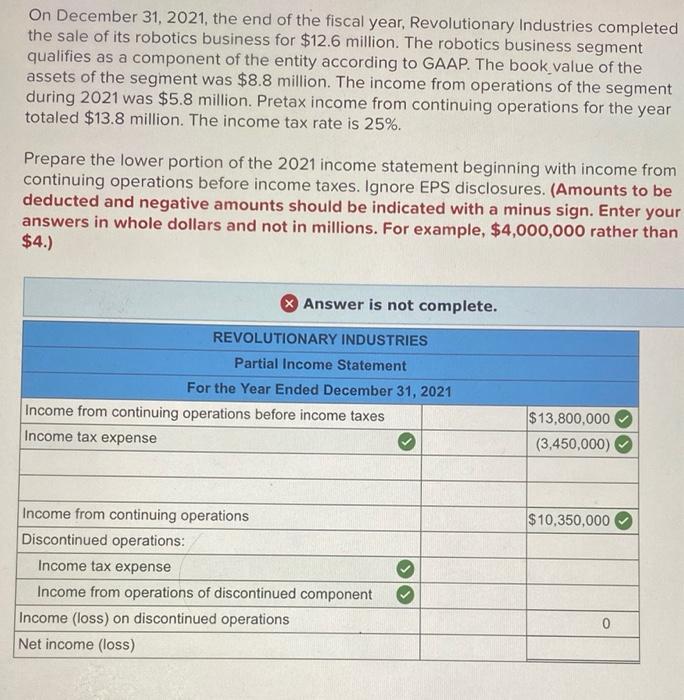 Solved On December 31, 2021, the end of the fiscal year, | Chegg.com