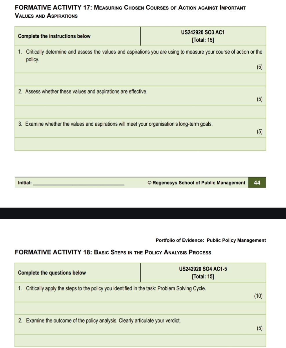 Solved FORMATIVE ACtivity 17: Measuring Chosen Courses of | Chegg.com