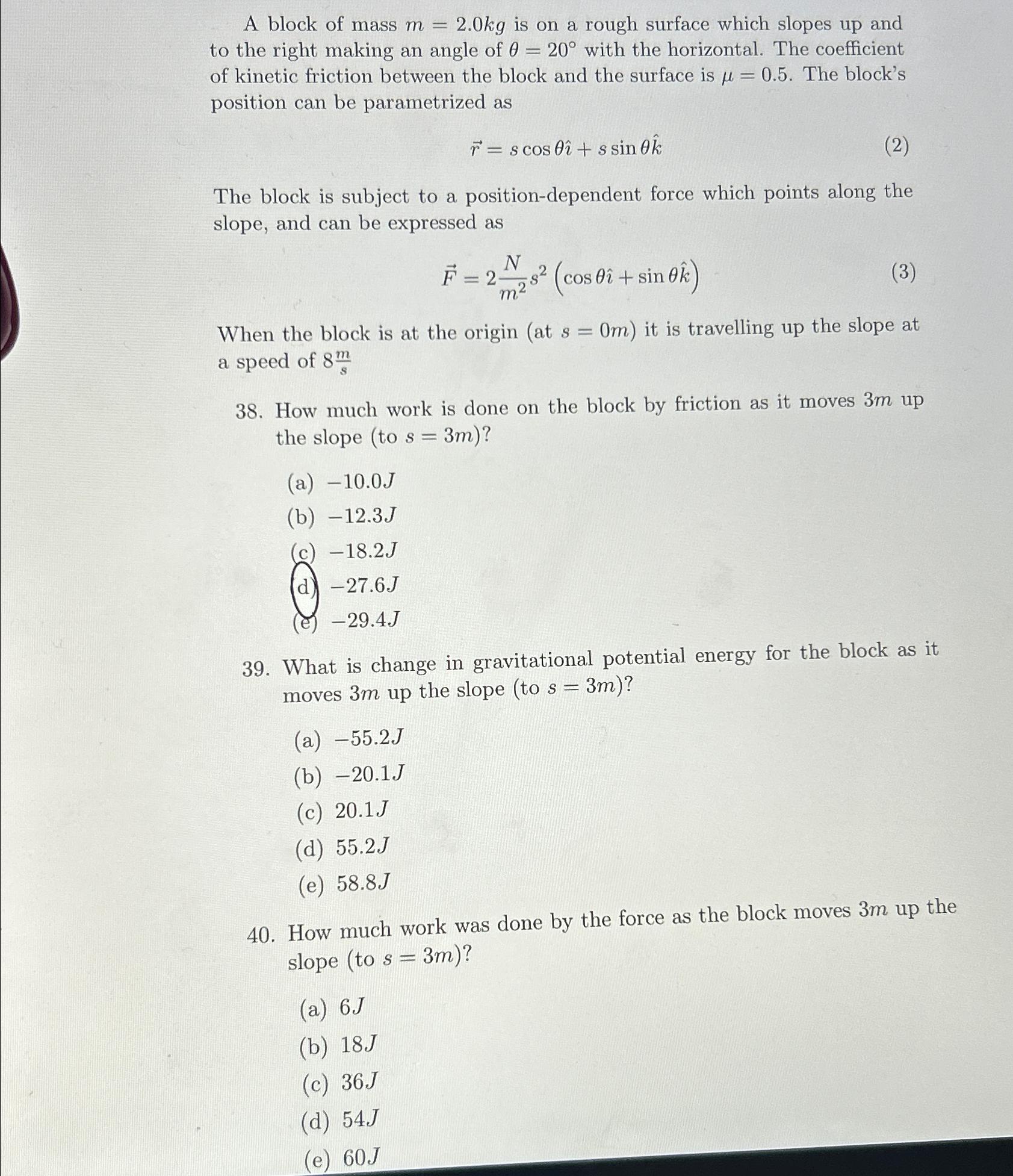 A block of mass m=2.0kg ﻿is on a rough surface which | Chegg.com