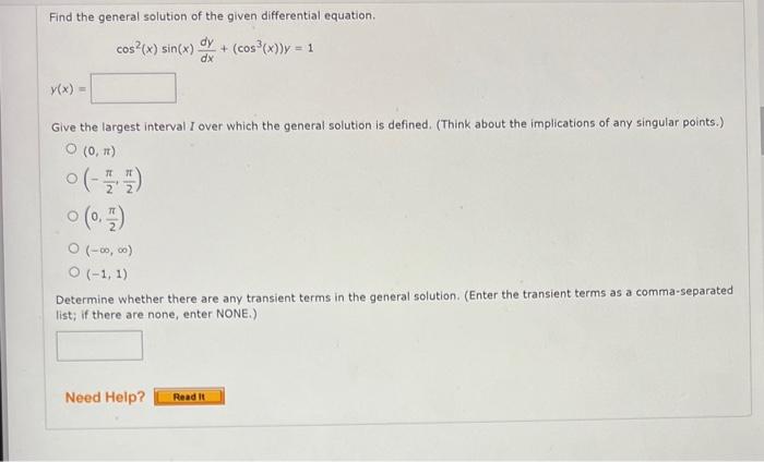 Solved Find the general solution of the given differential | Chegg.com