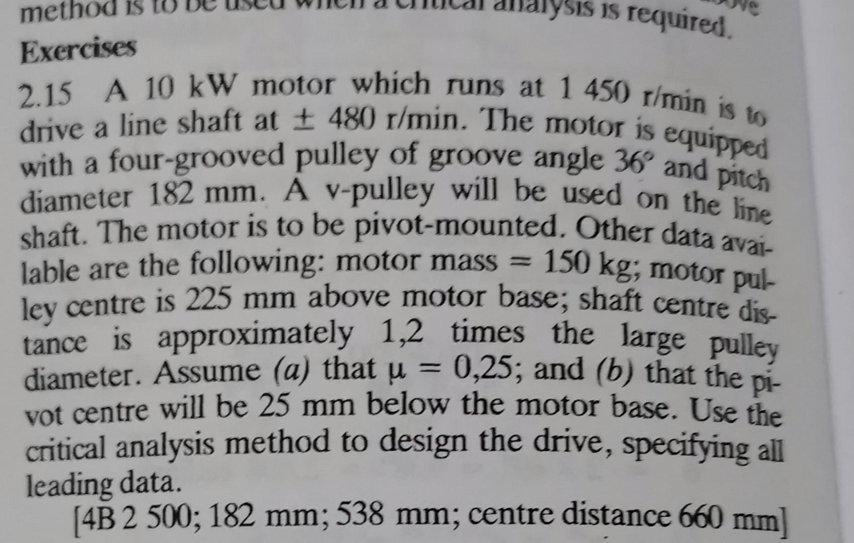 Solved Exercises 2.15 A 10 kW motor which runs at 1450r/min | Chegg.com