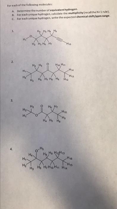 Solved For each of the following molecules: A. Determine the | Chegg.com