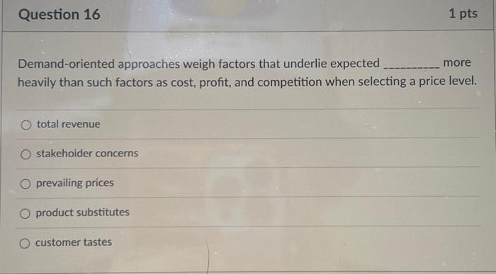 Solved Demand-oriented approaches weigh factors that | Chegg.com