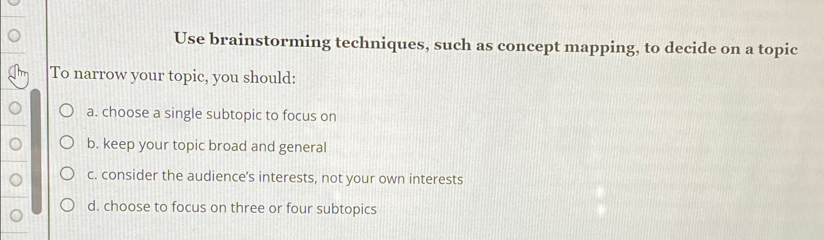 Solved Use brainstorming techniques, such as concept | Chegg.com