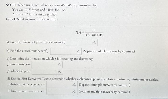 Solved NOTE: When using interval notation in WeBWorK, | Chegg.com
