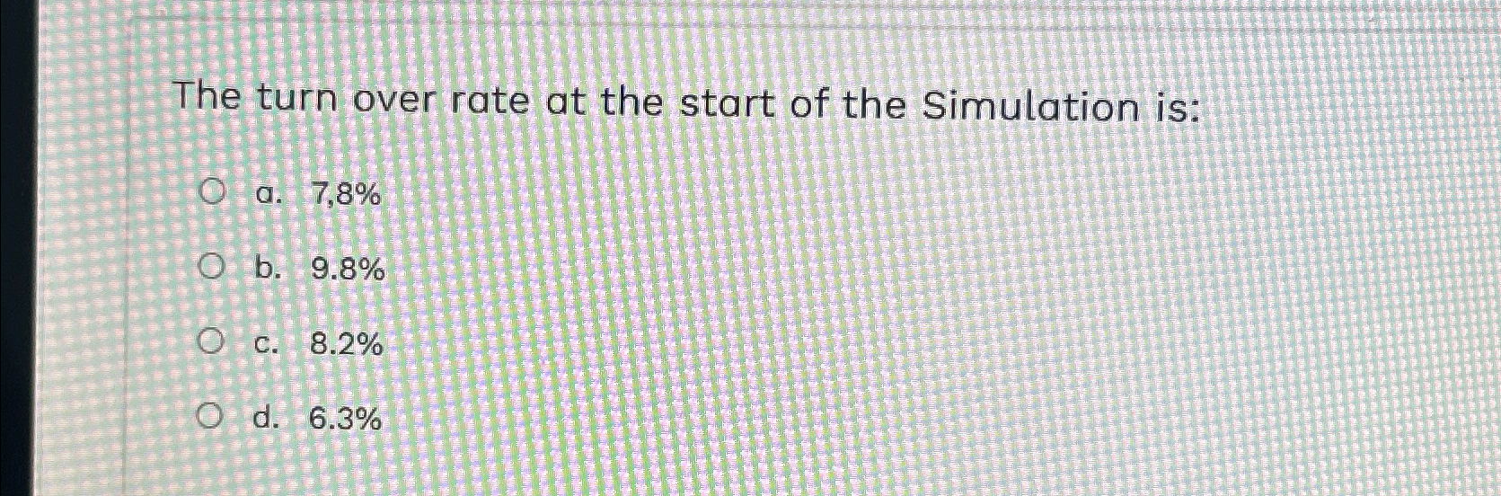 Solved The turn over rate at the start of the Simulation | Chegg.com