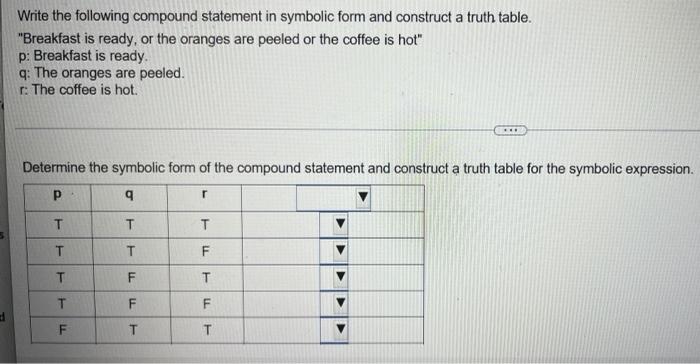 Solved d Write the following compound statement in symbolic | Chegg.com