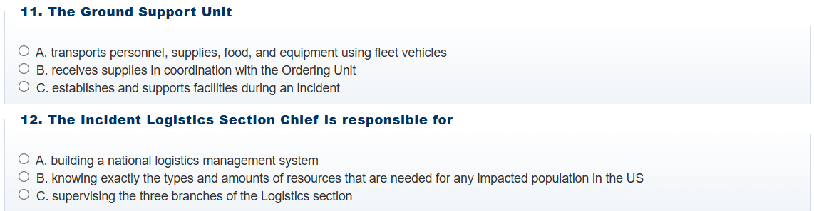 Solved 11. ﻿The Ground Support Unit A. ﻿transports | Chegg.com