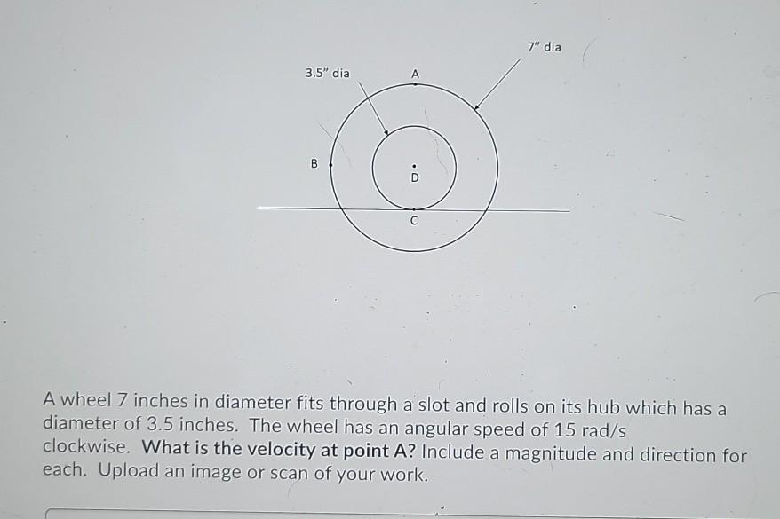 Solved 7" dia 3.5" dia D A wheel 7 inches in diameter fits | Chegg.com