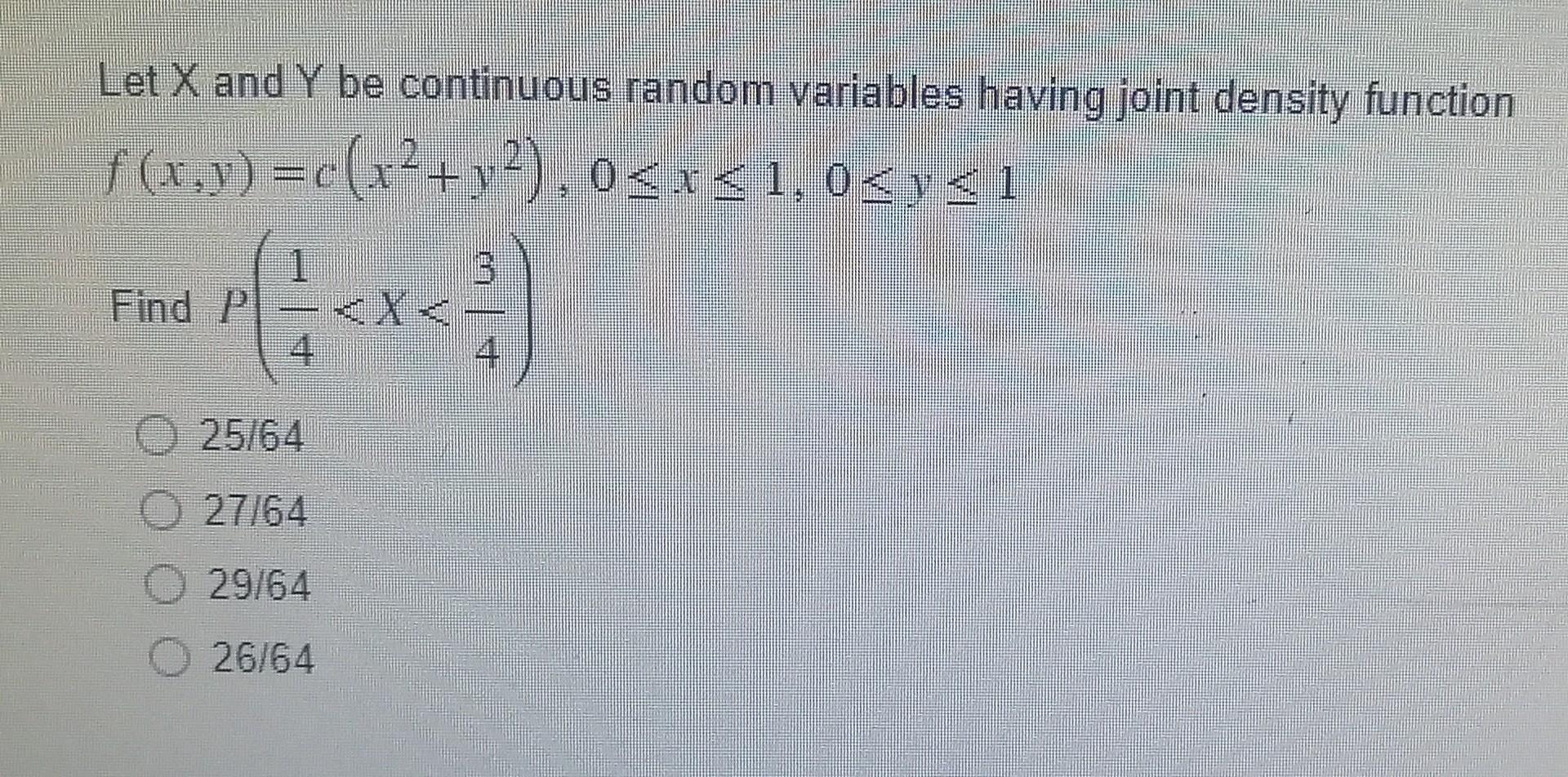 Solved Let X and Y be continuous random variables having | Chegg.com