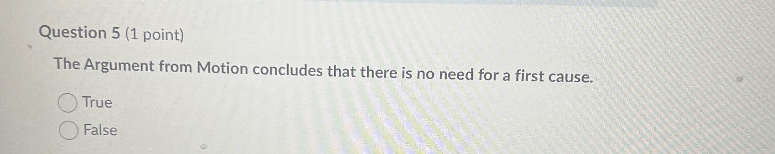 Solved Question 5 (1 ﻿point)The Argument from Motion | Chegg.com