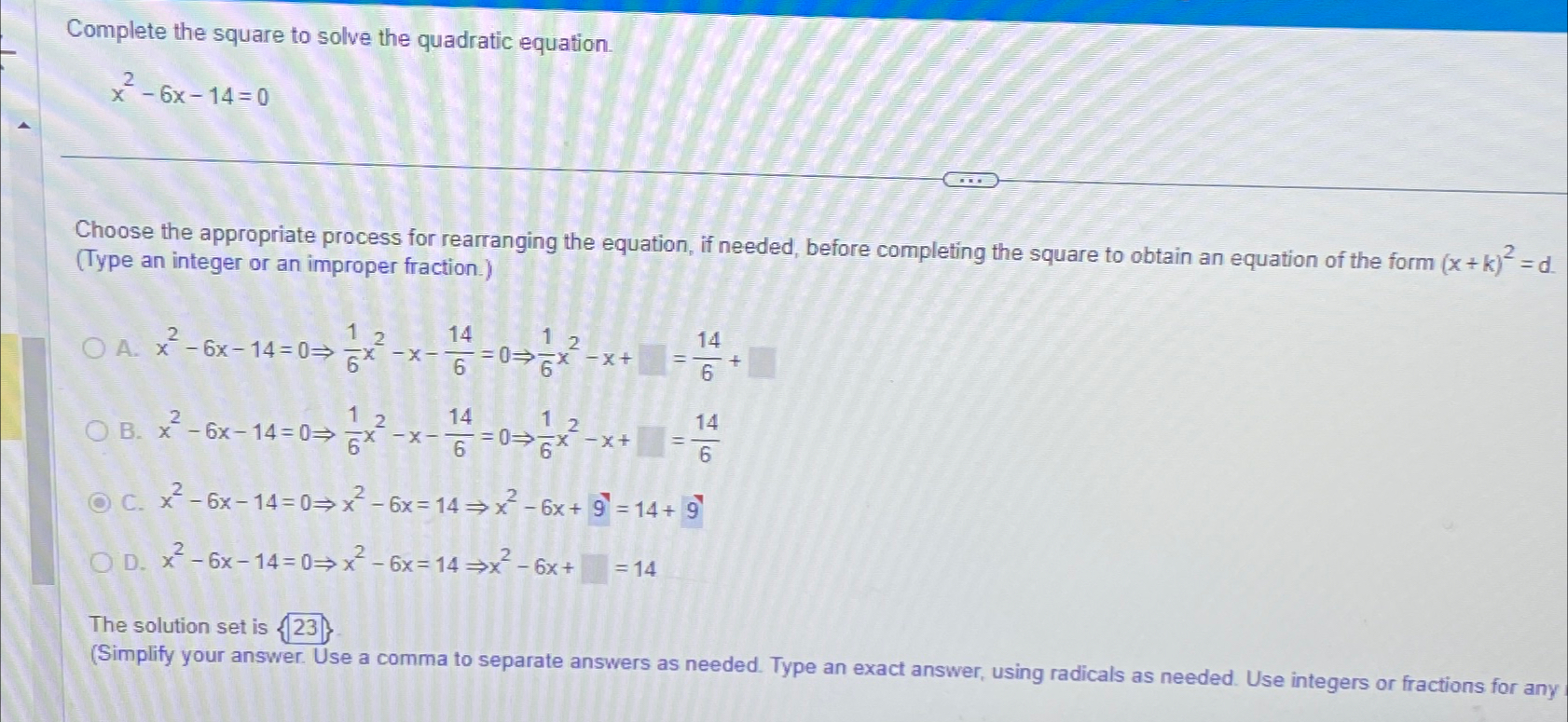 Solved Complete the square to solve the quadratic | Chegg.com