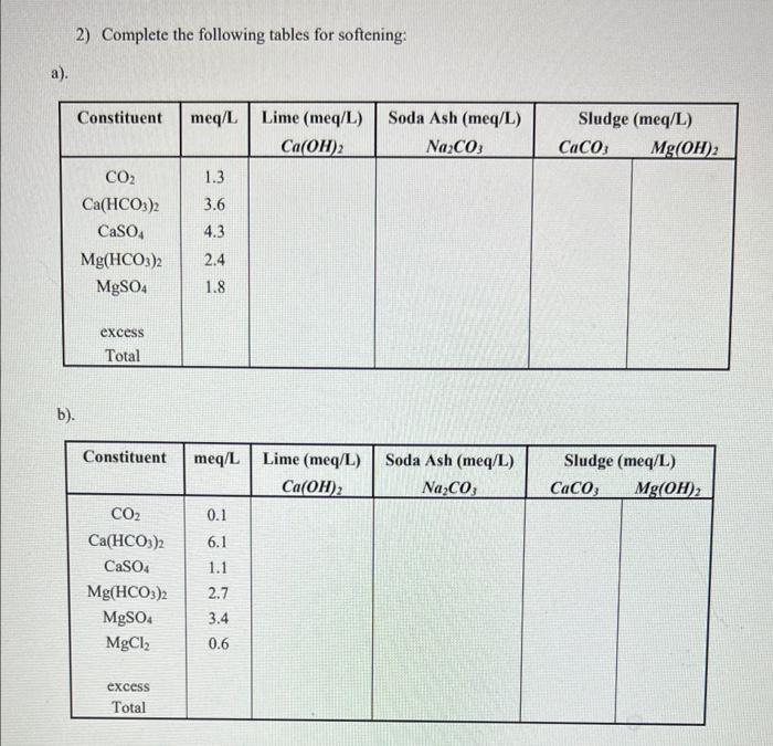 1) Find the amount of a) total hardness, b) calcium | Chegg.com