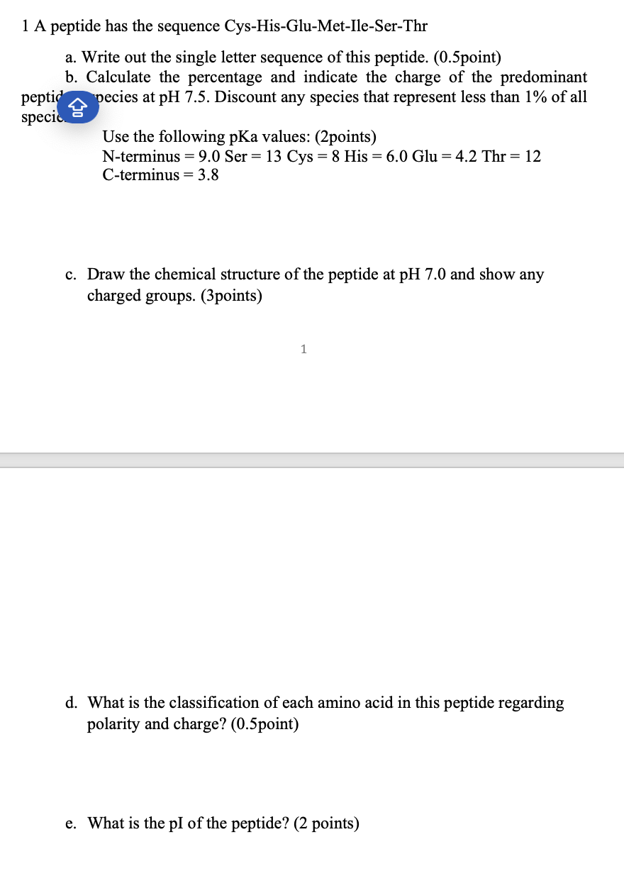 Solved 1 ﻿A peptide has the sequence | Chegg.com