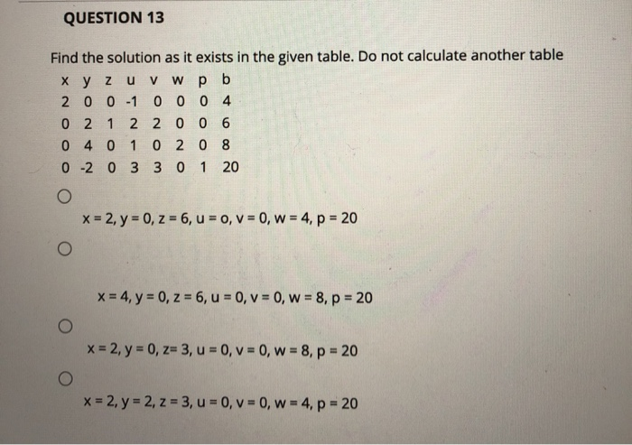 Solved QUESTION 13 V Find the solution as it exists in the | Chegg.com
