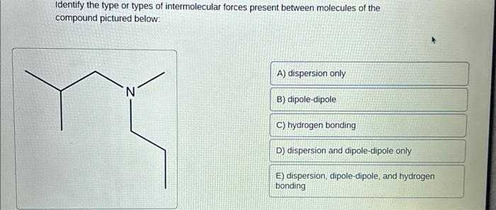 Solved Identify the type or types of intermolecular forces | Chegg.com