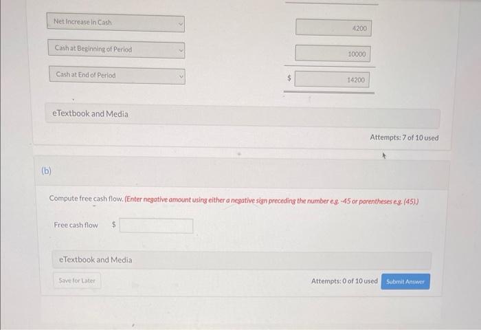 Solved Compute free cash flow. (Enter negative amount using | Chegg.com