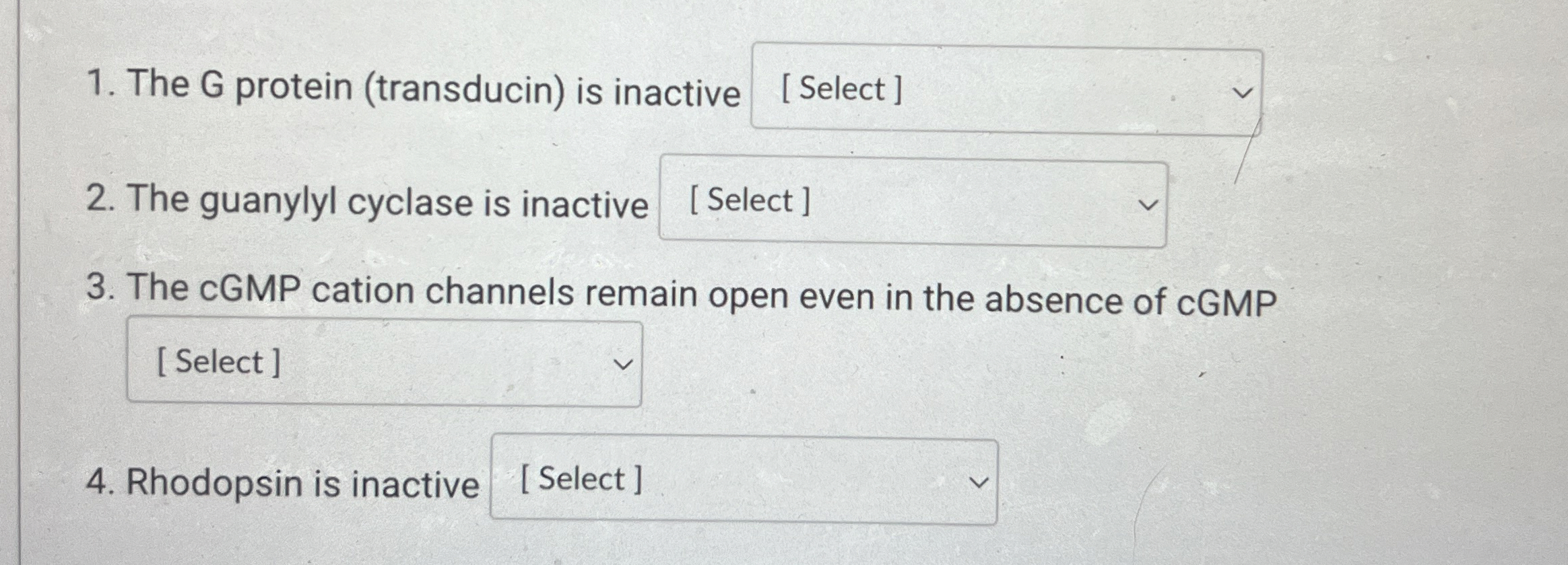 The G protein (transducin) ﻿is inactiveThe guanylyl | Chegg.com