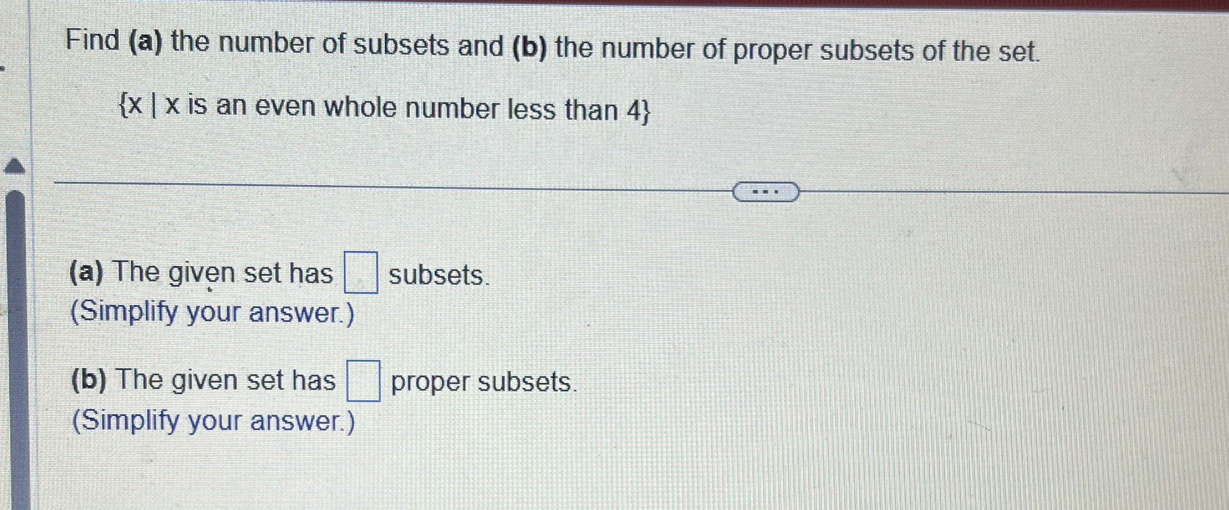 Solved Find (a) ﻿the number of subsets and (b) ﻿the number | Chegg.com