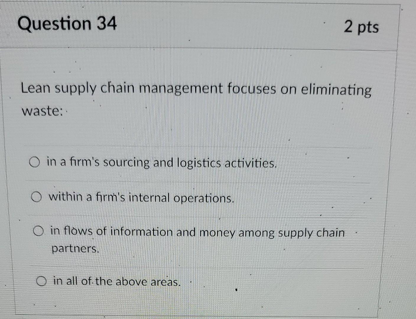 Solved Lean supply chain management focuses on eliminating | Chegg.com