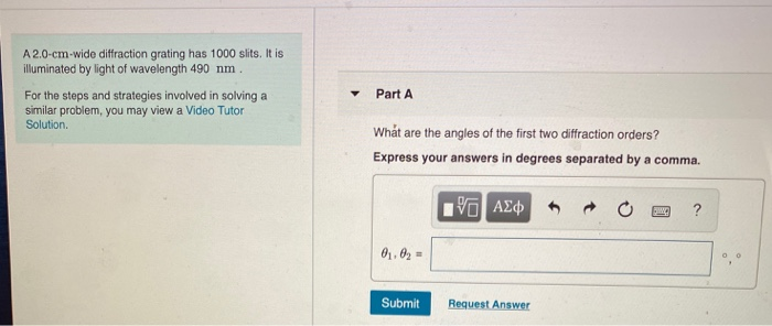 Solved A 2 0 Cm Wide Diffraction Grating Has 1000 Slits It