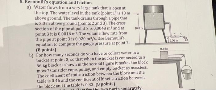 Solved 5. Bernoulli's equation and friction a) Water flows | Chegg.com