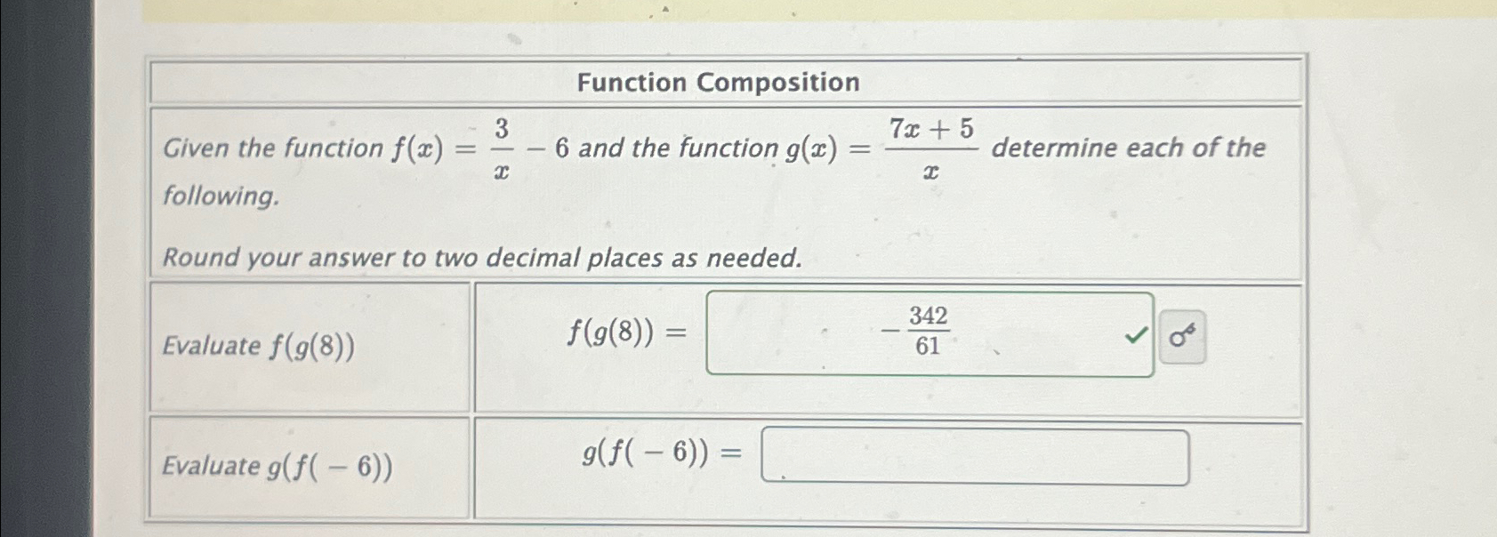 Solved Function CompositionGiven the function f(x)=3x-6 ﻿and | Chegg.com