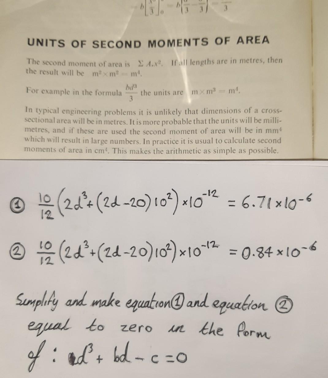 Solved UNITS OF SECOND MOMENTS OF AREA The second moment of | Chegg.com
