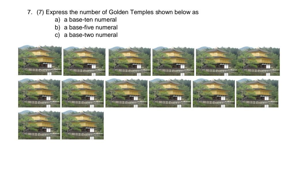 Solved 7. (7) Express the number of Golden Temples shown | Chegg.com