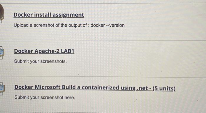 Solved Docker install assignment Upload a screnshot of the | Chegg.com