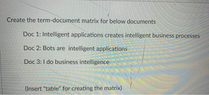 Solved Create the term-document matrix for below documents | Chegg.com