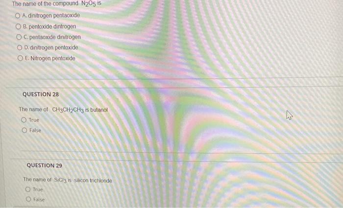 Solved The name of the compound N2O5 is A. dinitrogen | Chegg.com