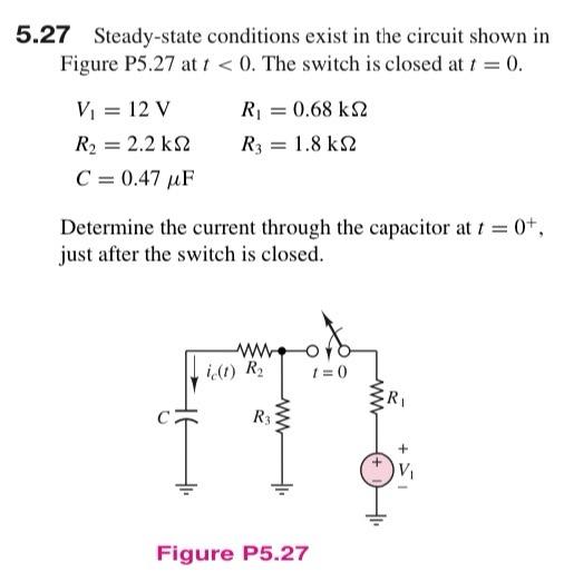 Solved 5 27 Steady State Conditions Exist In The Circuit