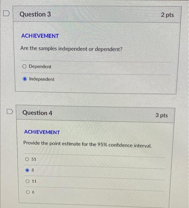 Solved Are the samples independent or dependent? Dependent | Chegg.com