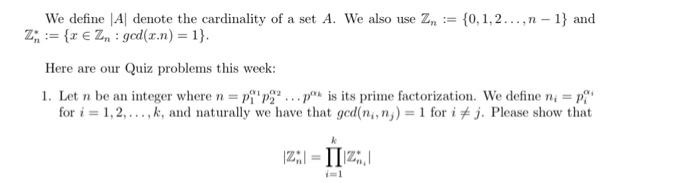 Solved We define ∣A∣ denote the cardinality of a set A. We | Chegg.com
